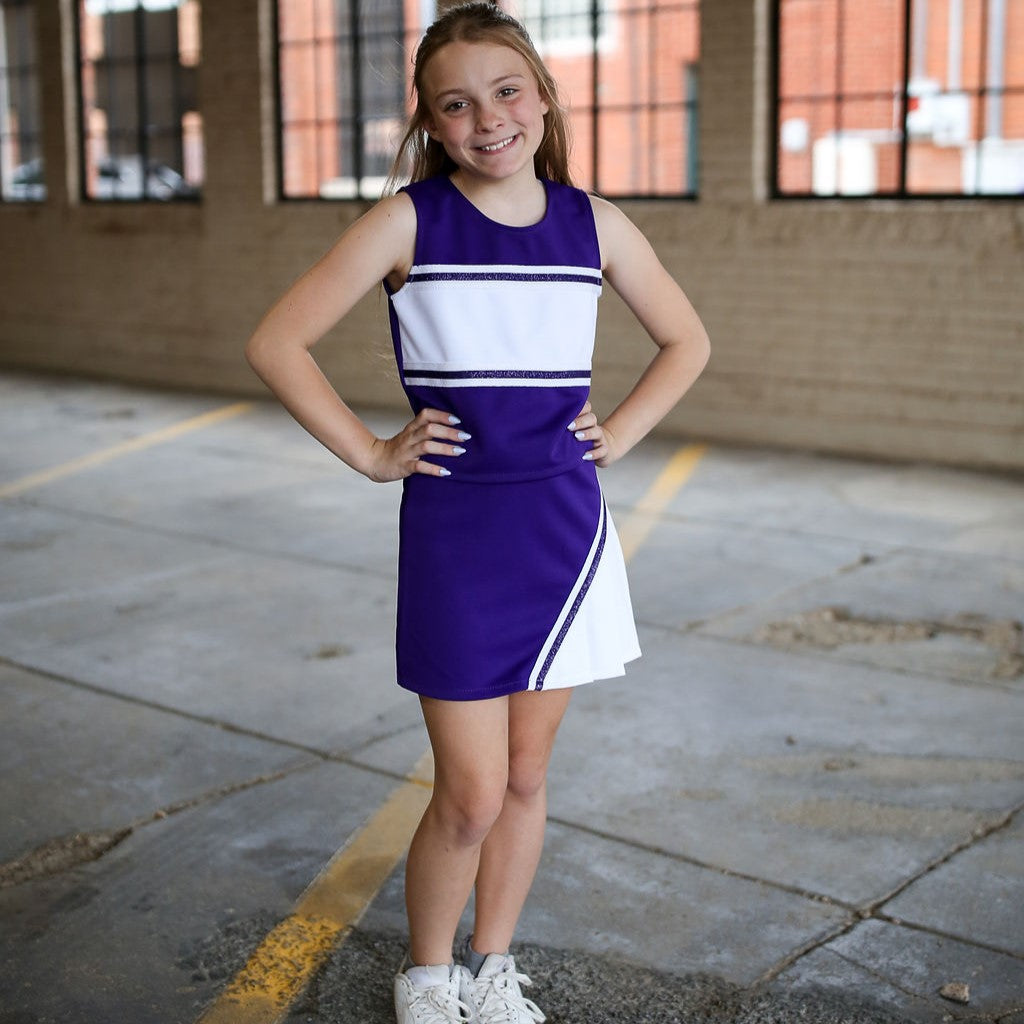 Purple & White Metallic Cheerleader Outfit – Lil Cattilac